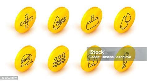 세트 라인 물 수돗물 물과 유리 물의 파도 및 증발 H2o 드롭 워시 바신 재활용 깨끗한 아쿠아와 아이콘에 대한 화학 공식 벡터 3차원 형태에 대한 스톡 벡터 아트 및 기타