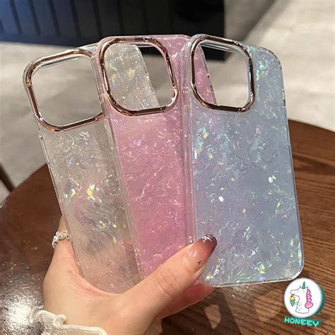 หรูหราเลเซอร์เชลล์หินอ่อนกรณีโทรศัพท์สําหรับ ไอโฟน 16 15 14 13 12 11 มือโปร สูงสุด 16บวกเลนส์ชุบ