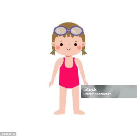 여름 방학에 수영복을 입고 있는 아이 귀여운 아이 만화 수영장 파티 캐릭터 해변 고립된 백색 배경 벡터 삽화 건강한 생활방식에 대한 스톡 벡터 아트 및 기타 이미지 Istock