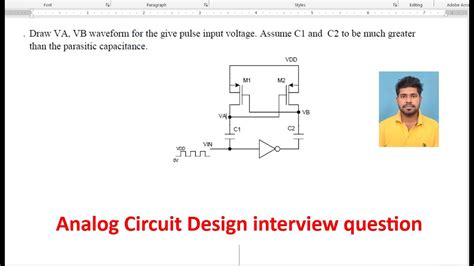 Analog Circuit Design Interview Question Plot Node Voltages Of Cross Coupled Mos Amit Bar