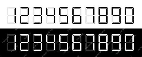 Premium Vector Numbers Black And White Digital Numbers Digital Clock Numbers Vector Illustration