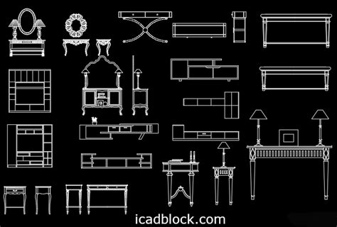 Console Table Cad Block Collection In Dwg Icadblock