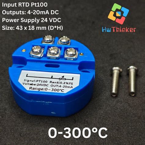 Jual Temperature Transmitter 4 20ma Input Rtd Pt100 3 Wire Dc 24v 0 300 C Kota Surabaya