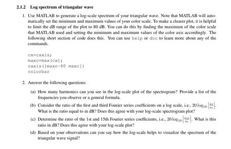 Solved Log Spectrum Of Triangular Wave Use MATLAB To Chegg