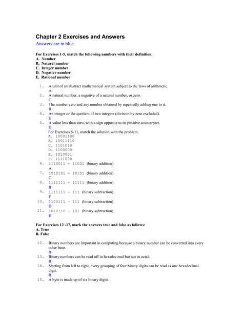 Chapter Exercises And Answers