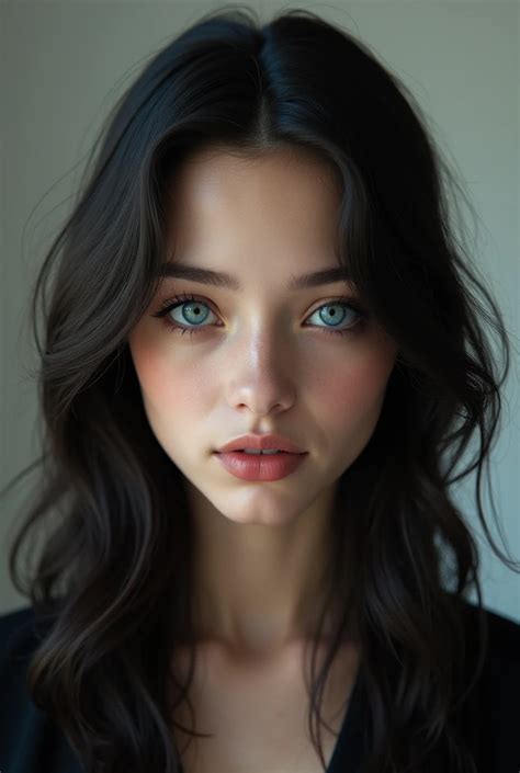 Female Blue Eyed Black Haired Teen Oval Face Straight Chin Seaart Ai