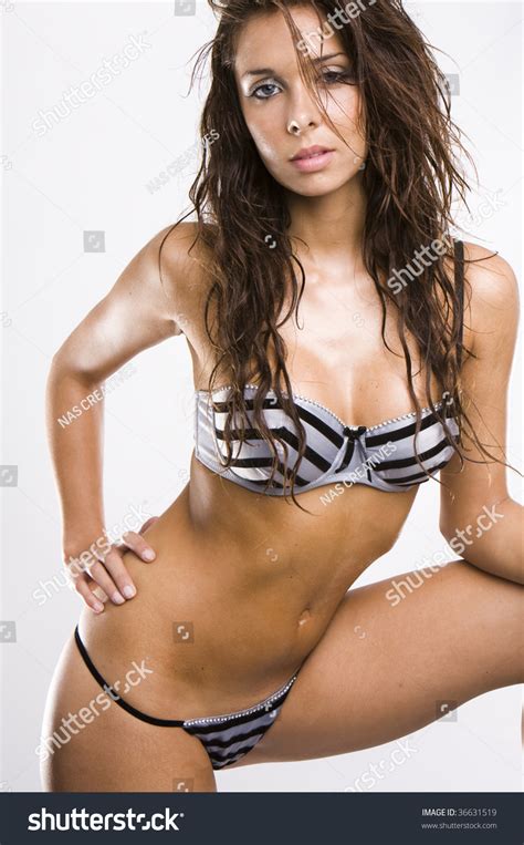 Sexy Brunette Wet Girl Wearing Bikini Stock Photo Shutterstock