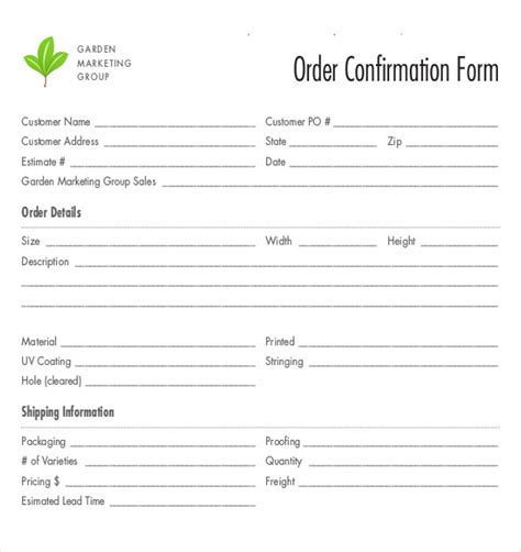 21 Order Confirmation Templates Word Docs