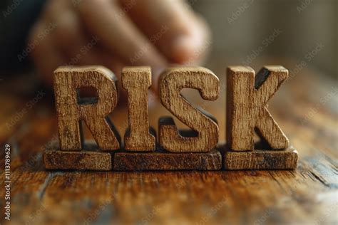Risk Management Strategy With Wooden Blocks For Business Decision Making And Planning Stock