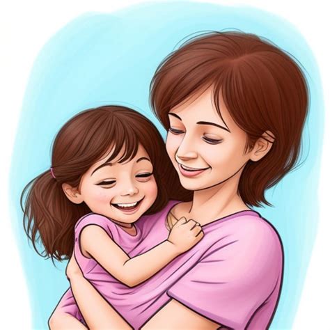 Un Dibujo De Una Madre Abrazando A Su Hija Foto Premium