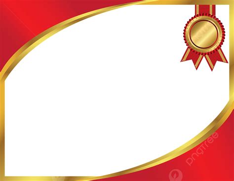 Red And Golden Certificate Background Border With Award Seal Vector Certificate Background Red