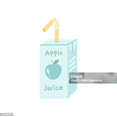 짚이 달린 패키지 인 Apple 주스 어린이 음료 흰색 배경에 평면 스타일의 벡터 일러스트 레이 션 주스팩에 대한 스톡 벡터 아트 및 기타 이미지 Istock