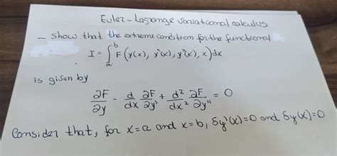 Solved Eulez Lagrange Variational Calculus Show That The