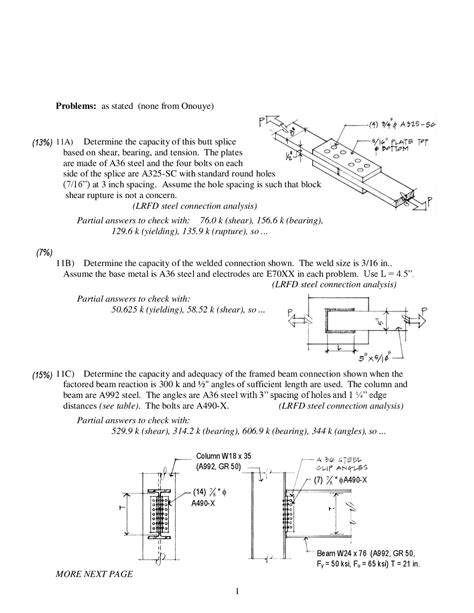 Steel Connection Analysis Architectural Structures Assignment Docsity