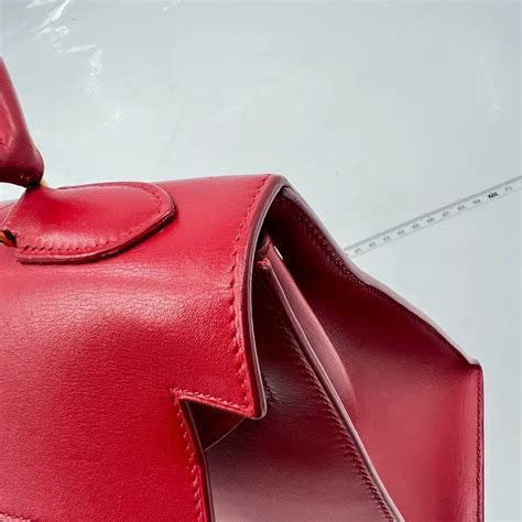 Hermes Kelly 32 Vintage Sellier Rouge Vif Red Box Calf Leather Gold Hw