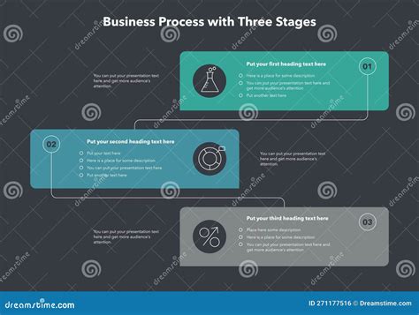 Simple Vertical Business Process Template Dark Version Stock Vector Illustration Of Step