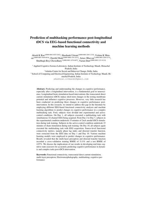 Pdf Prediction Of Multitasking Performance Post Longitudinal Tdcs Via