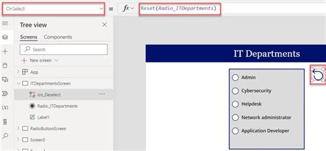 reset or deselect radio button in power apps with examples