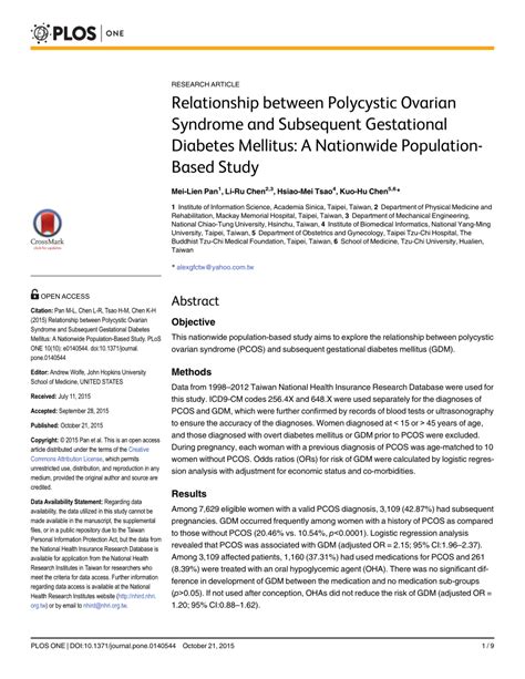 Pdf Relationship Between Polycystic Ovarian Syndrome And Subsequent