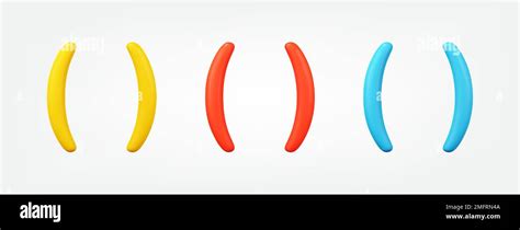 Bracket Colorful 3d Icon Set Realistic Open And Close Curly Braces Vector Illustration Design