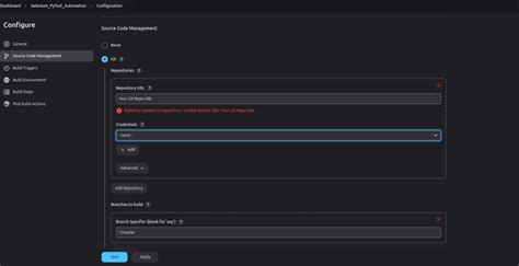 jenkins setup for pytest selenium automation testing