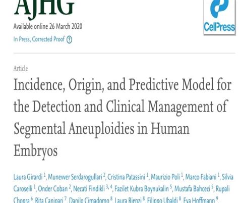 Segmental Aneuploidies In Human Embryos Predictive Model