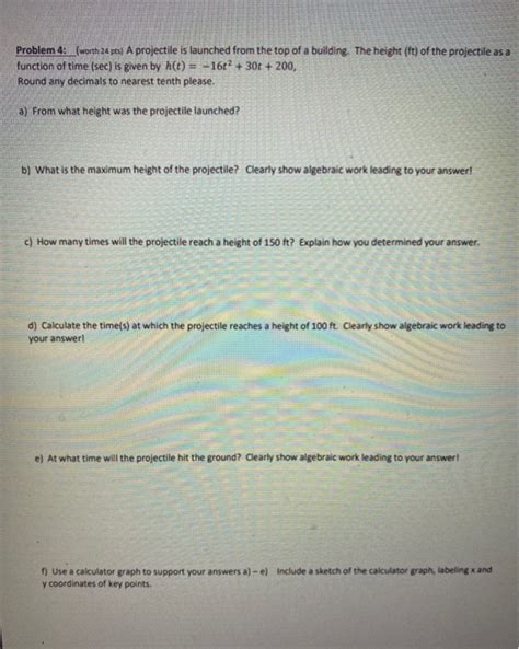 Solved Problem Worth Pts A Projectile Is Launched Chegg Com