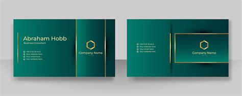 현대 우아한 간단한 깨끗한 짙은 녹색 골드 화이트와 블랙 명함 디자인 벡터 템플릿 창조적 인 전문 기술 기업 스타일 0명에 대한