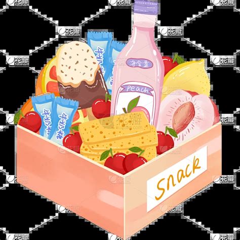美食插画手绘箱子装零食素材 花瓣网