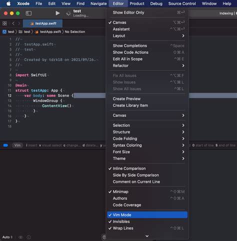 Xcode Vim Mode