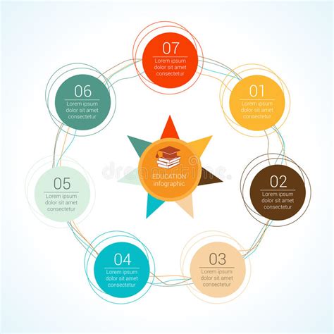 Infographic Circular Cyclic Process Template From Colored Pie Charts And Ring Stock Vector