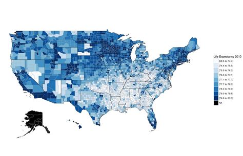 Life Expectancy By Us County 2010 Maps On The Web