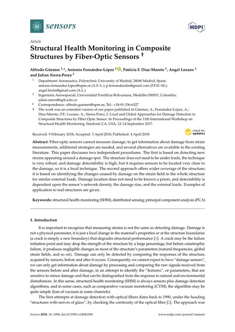 Pdf Structural Health Monitoring In Composite Structures By Fiber Optic Sensors