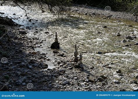 Stone Staples Inside River Linder Stock Image Image Of Germany