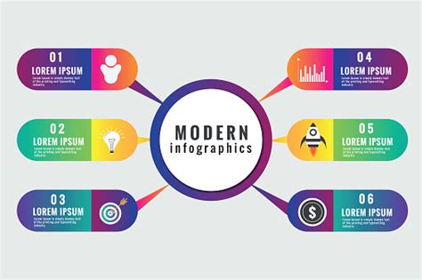 비즈니스 데이터 시각화 프로세스 차트입니다 6단계 옵션 부품 또는 프로세스가 있는 그래프 다이어그램의 요소입니다 프레젠테이션을
