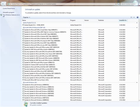 Lynspirations How To View Your Windows Installed Updates For Win 7