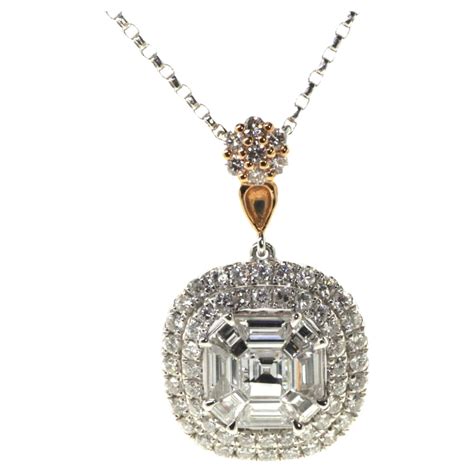 Illusion Setting Diamond Pendant In 18 Karat White And Rose Gold For