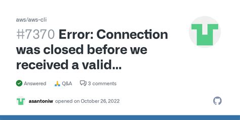 Error Connection Was Closed Before We Received A Valid Response From Endpoint Url · Aws Aws