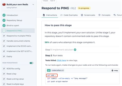 Bind To A Port Commit Your First Changes Test Failed Challenges CodeCrafters