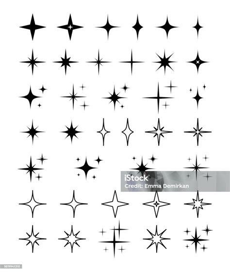 레트로 스파클 스타 미드 센추리 모던 트윙클 스타 클립 아트 번들 별 아이콘 천체 벡터 원자 스타 버스트 Mcm 모양 세트 원자 시대 우주 시대 Y2k 1950년대 1960
