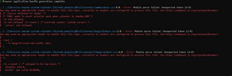 Node Modules Fullcalendar Common Main Css 4 0 Error Module Parse