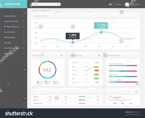 Dashboard User Admin Panel Template Design Stock Vector Royalty Free 589662797 Shutterstock