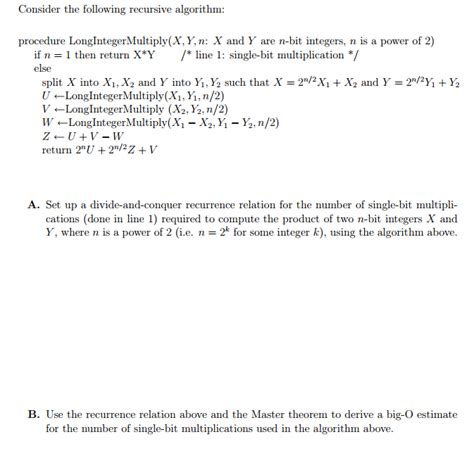 Consider The Following Recursive Algorithm