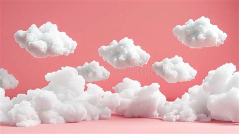 Clouds Isolated On Pink Background Signs Of Meteorology Freedom And