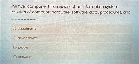The Five Component Framework Of An Information System Consists Of Computer Hardware Software