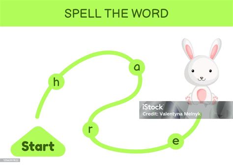 아이들을위한 미로 맞춤법 단어 게임 템플릿 단어 토끼 인쇄 워크 시트를 읽는 법을 배웁니다 영어 공부를 위한 액티비티 페이지