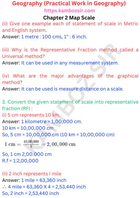 Class Geography Chapter Map Scale Solution Kamboz Sir