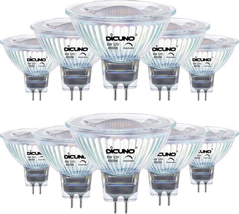Dicuno Mr16 Led Bulb Dimmable 4000k Natural White 6w Led 60w Halogen Replacement Bi Pin Gu5 3