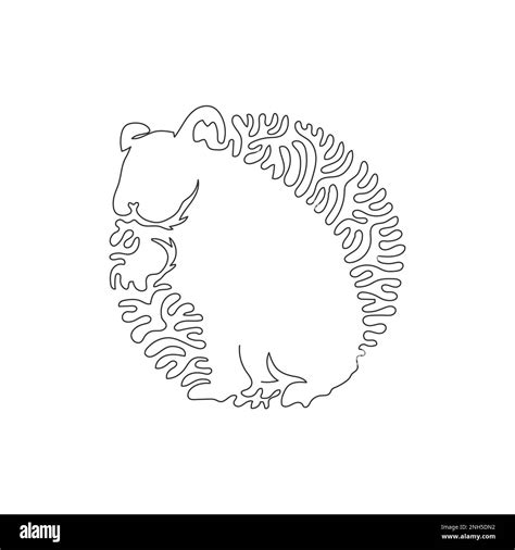 Continuous Curve One Line Drawing Of Standing Hamster Abstract Art Single Line Editable Stroke