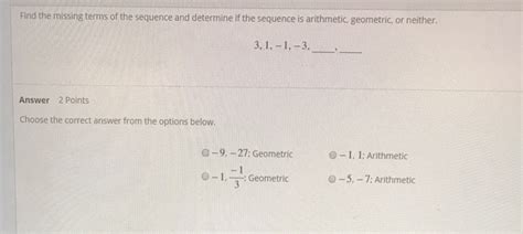 solved find the missing terms of the sequence and determine